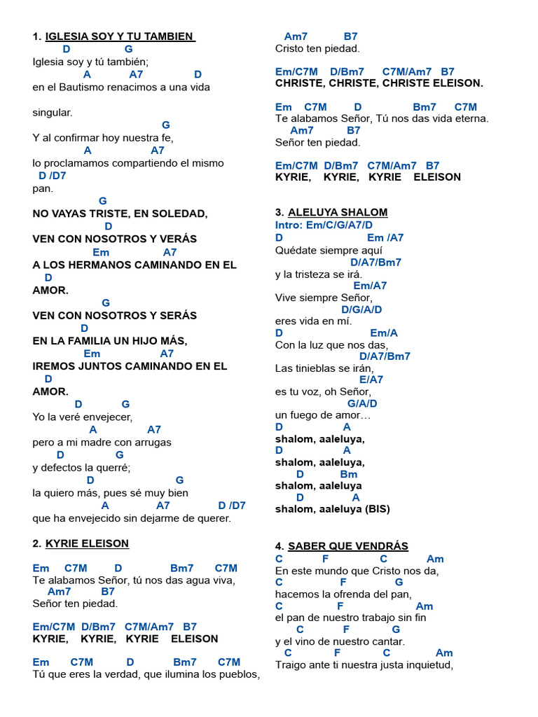 Cantos Para Las Misas de Mayo Acordes (1) | Descargar gratis PDF | eucaristía | María, madre de ...