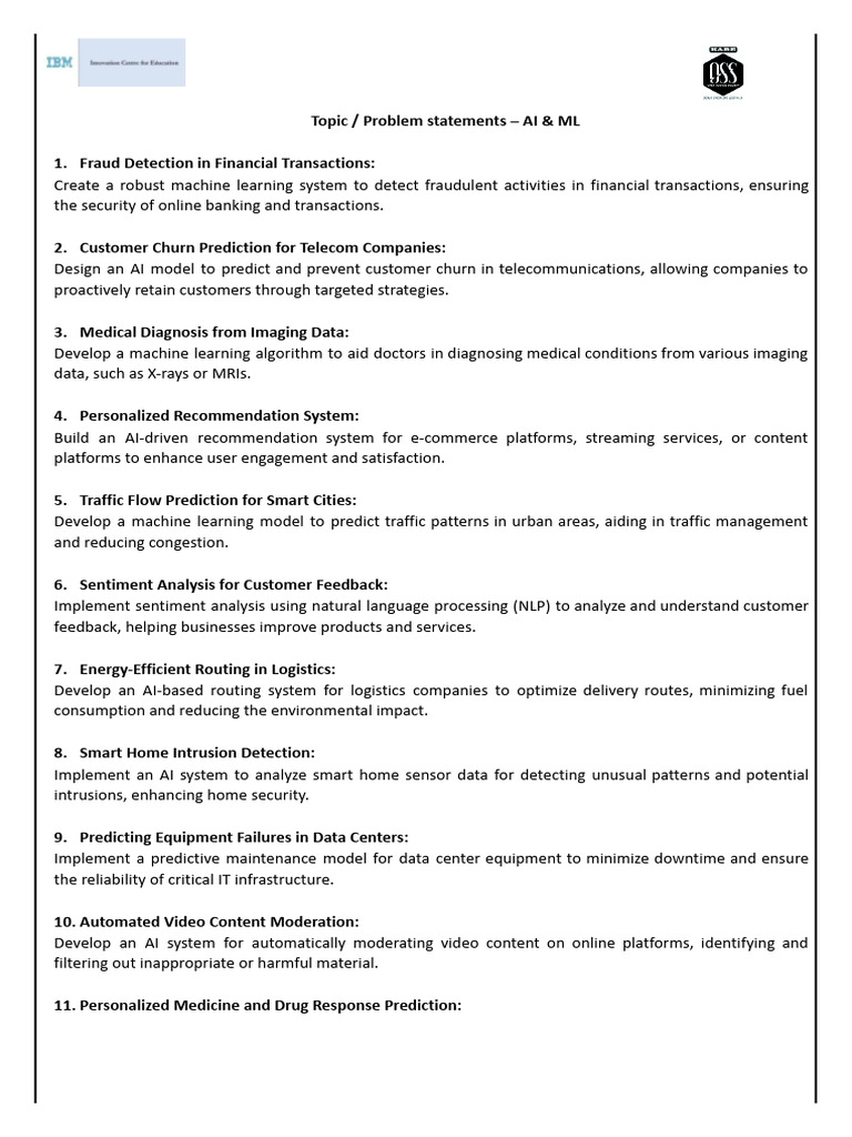 Wonder of AI Problem Statemnts | PDF | Artificial Intelligence ...