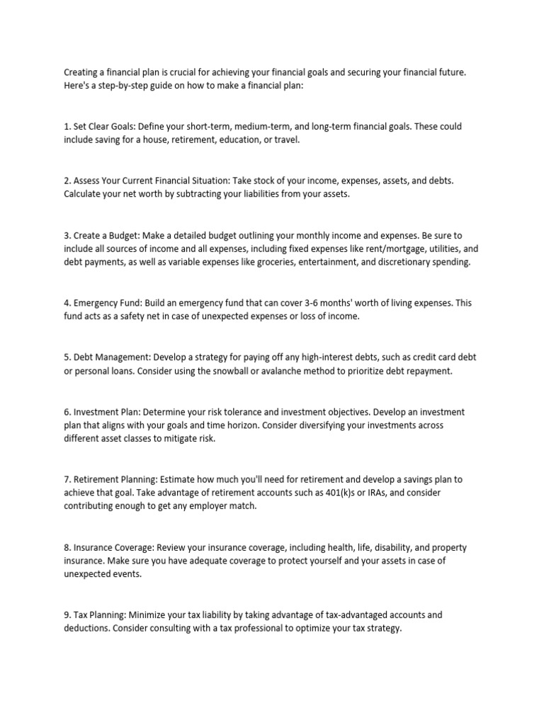 Creating A Financial Plan Is Crucial For Achieving Your Financial Goals ... Creating A Financial Plan Is Crucial For Achieving Your Financial Goals ...