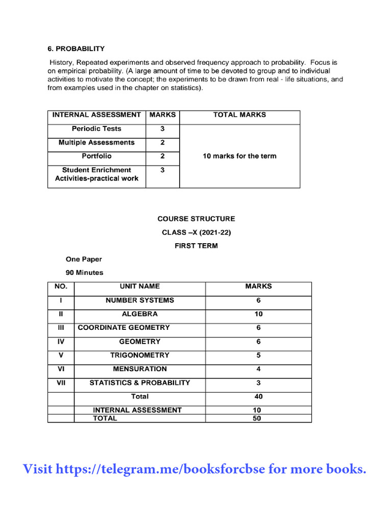 CBSE Class 10 Term 1 Mathematics Concepts and MCQs | PDF | Division (Mathematics) | Discrete ...