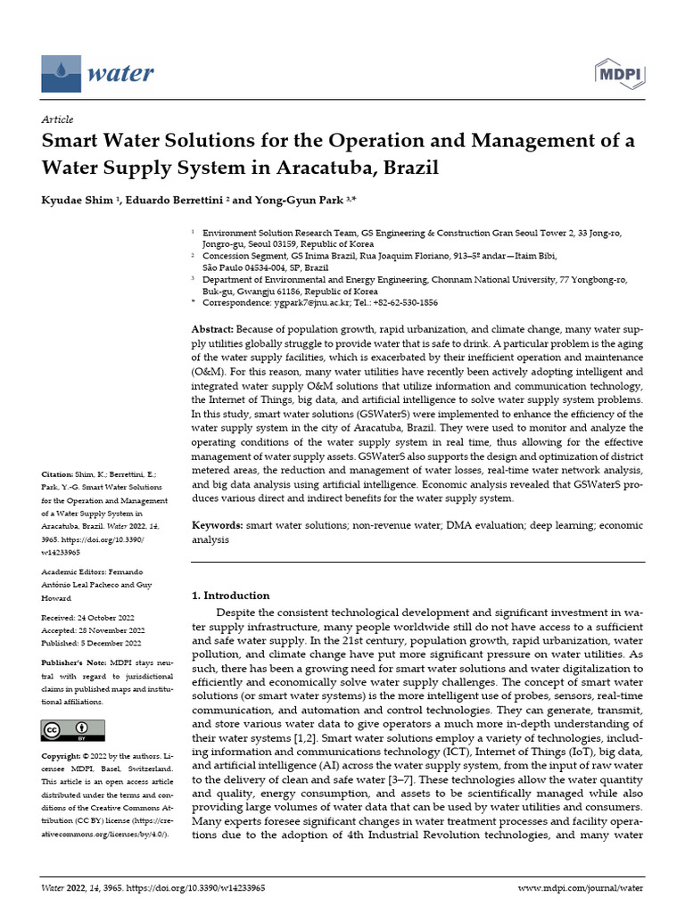 Smart Water Solutions For The Operation and Manage | PDF | Machine Learning | Net Present Value