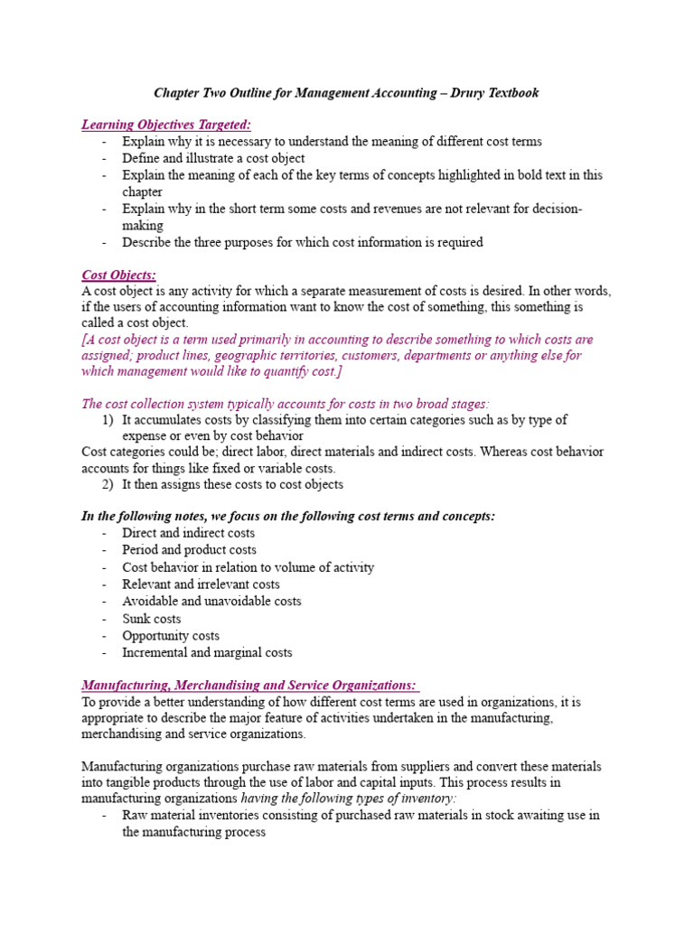 Chapter Two Outline For Management Accounting | PDF | Inventory ...