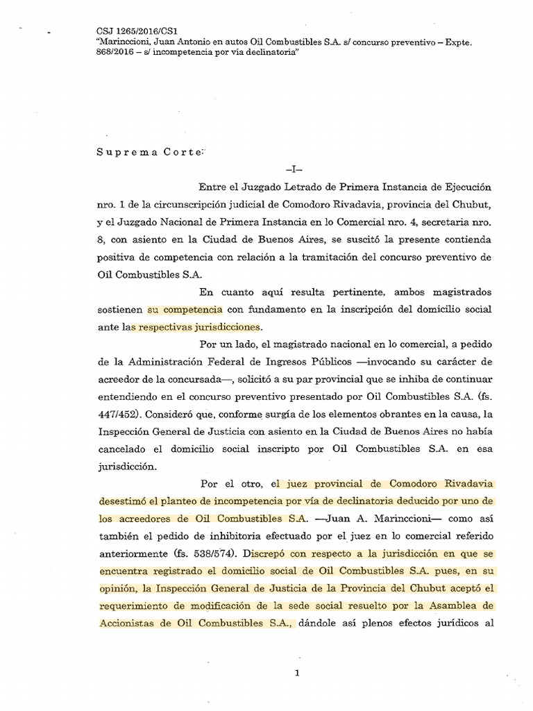 CSJN - Fallo Oil Competencia | PDF | Separación de poderes | Ley Pública