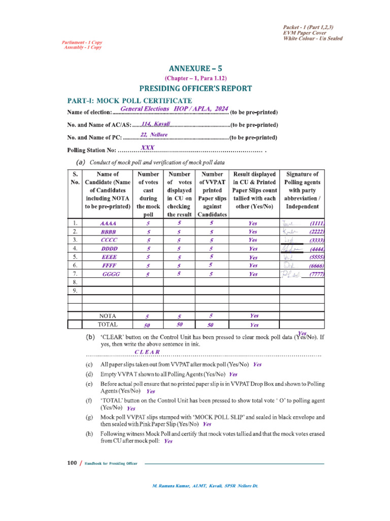 Pre Filled Election Model Forms by EC | PDF