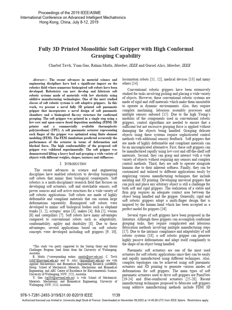 Charbel 2019 - Fully - 3D - Printed - Monolithic - Soft - Gripper ...