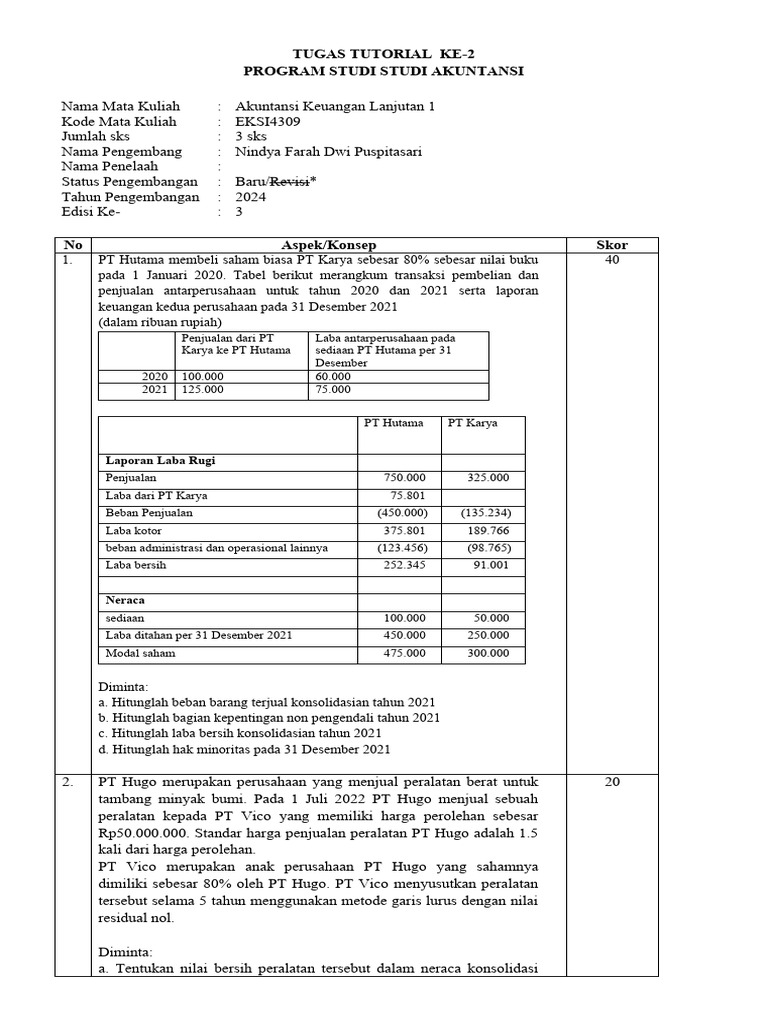 Soal Tugas II AKL I | PDF