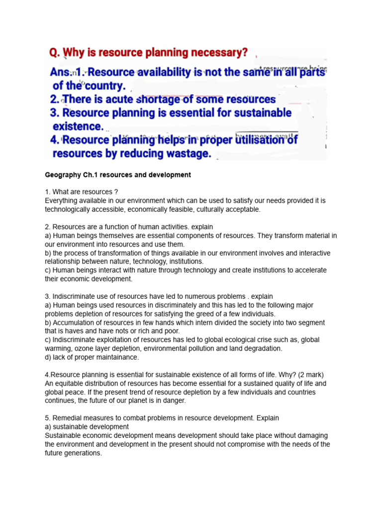 Geography Ch 1 Resources And Development Pdf Soil Sustainability