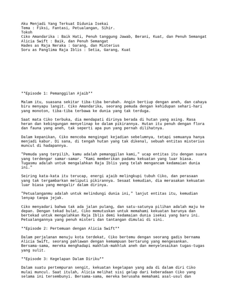 Petualangan Ciko di Dunia Isekai | PDF | Dewasa Muda | Fiksi Umum