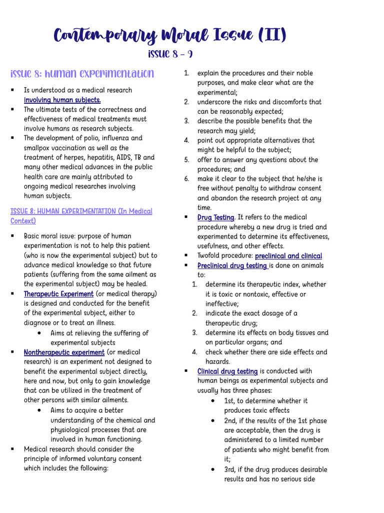 Contemporary Moral Issue (II) Ethics 04.24.24 | PDF | Informed Consent ...