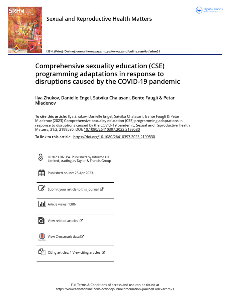 Comprehensive Sexuality Education Cse Programming Adaptations In Response To Disruptions Caused 