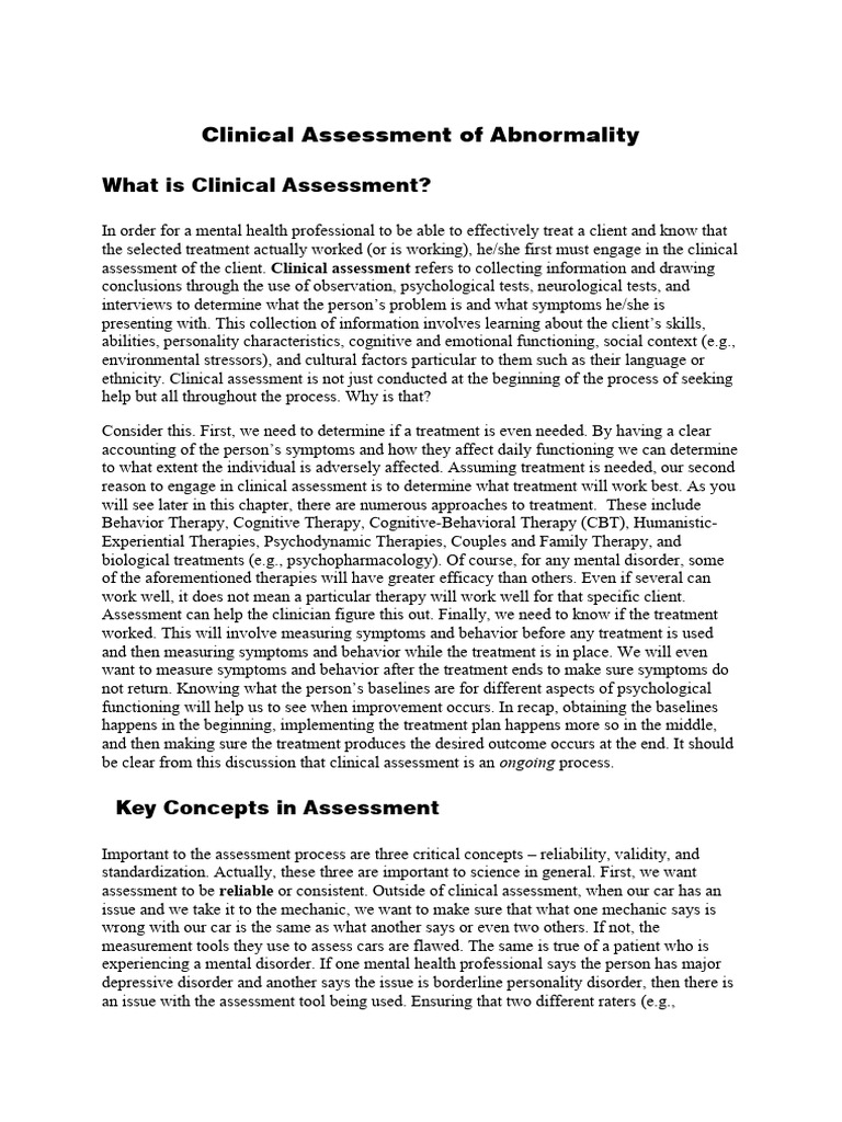 Clinical Assesment Process | PDF | Psychotherapy | Abnormal Psychology