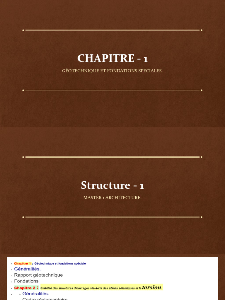 Présentation Chapitre 1 | PDF | Fondation profonde | Fondation (construction)
