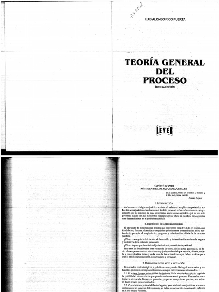 Opcional. Rico-Teoria Gral Proceso-ACTOS PROCERSALES | PDF | Ley ...