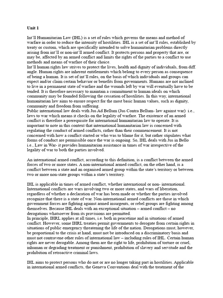 IHL Notes | PDF | International Humanitarian Law | Geneva Conventions