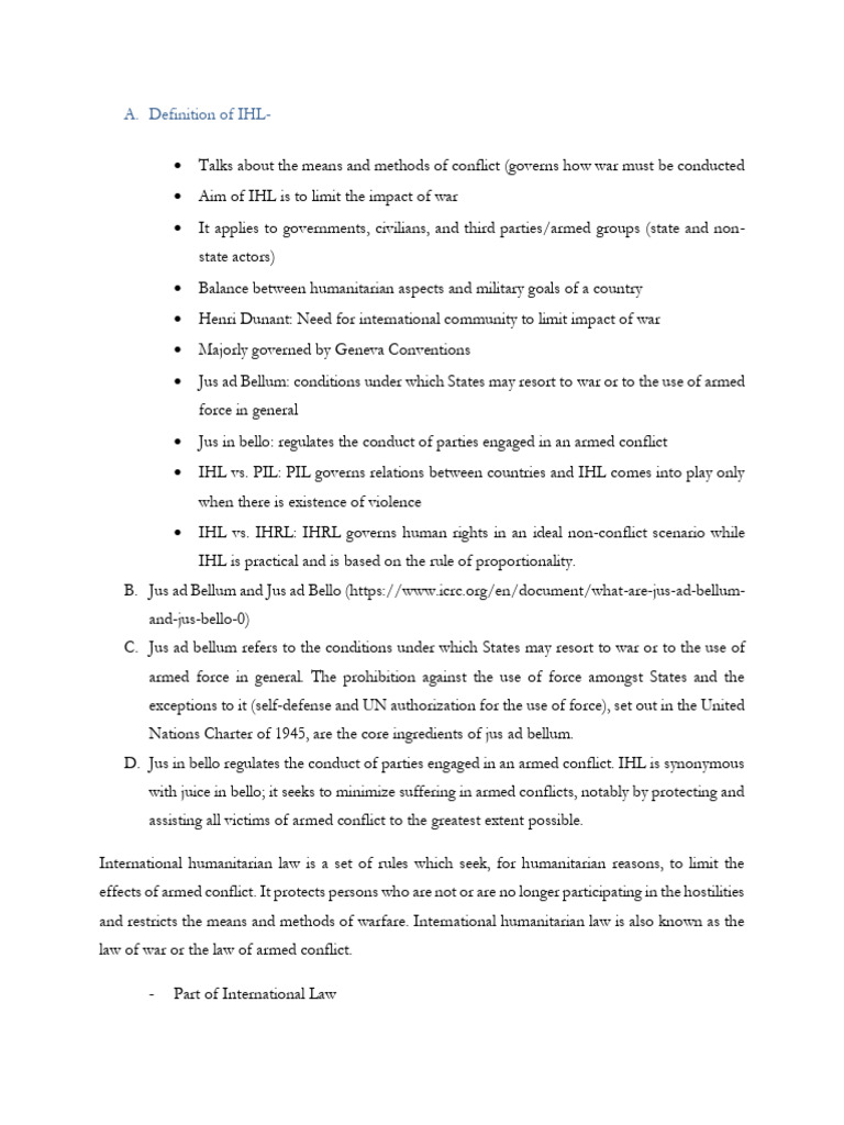 Ihl Exam Notes | PDF | International Humanitarian Law | Geneva Conventions