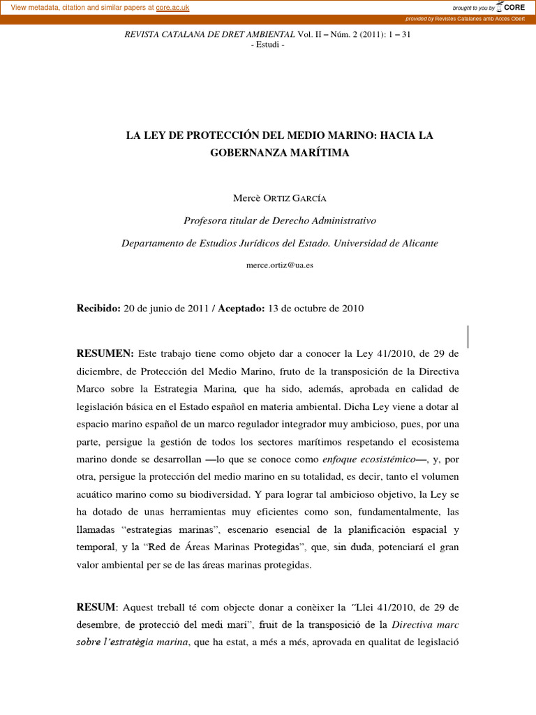 Ley de Proteccion Del Medio Marino | PDF | Aguas territoriales | Zona ...