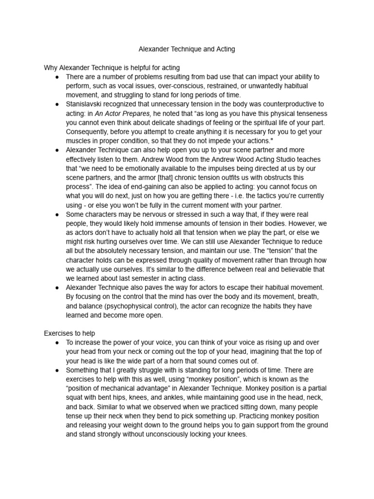 Alexander Technique for Actors | PDF | Behavioural Sciences ...