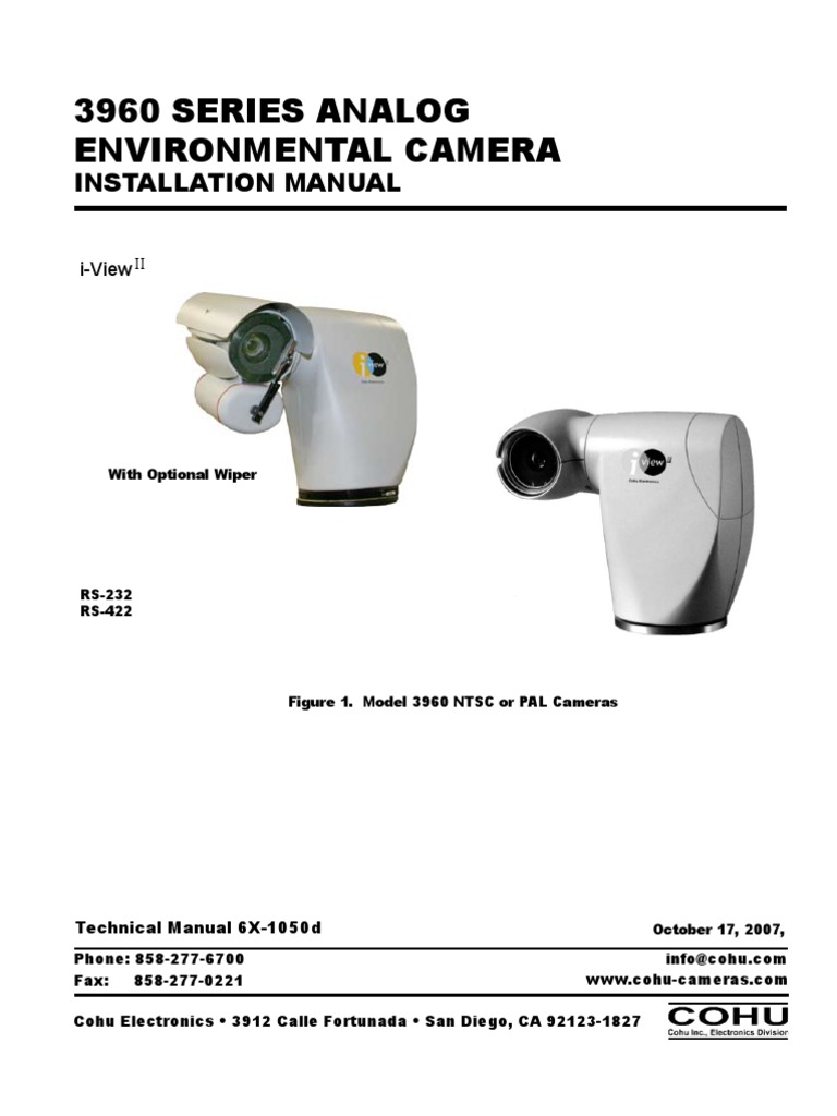 Installation and Operation Manual for the Cohu 3960 Series Analog ...