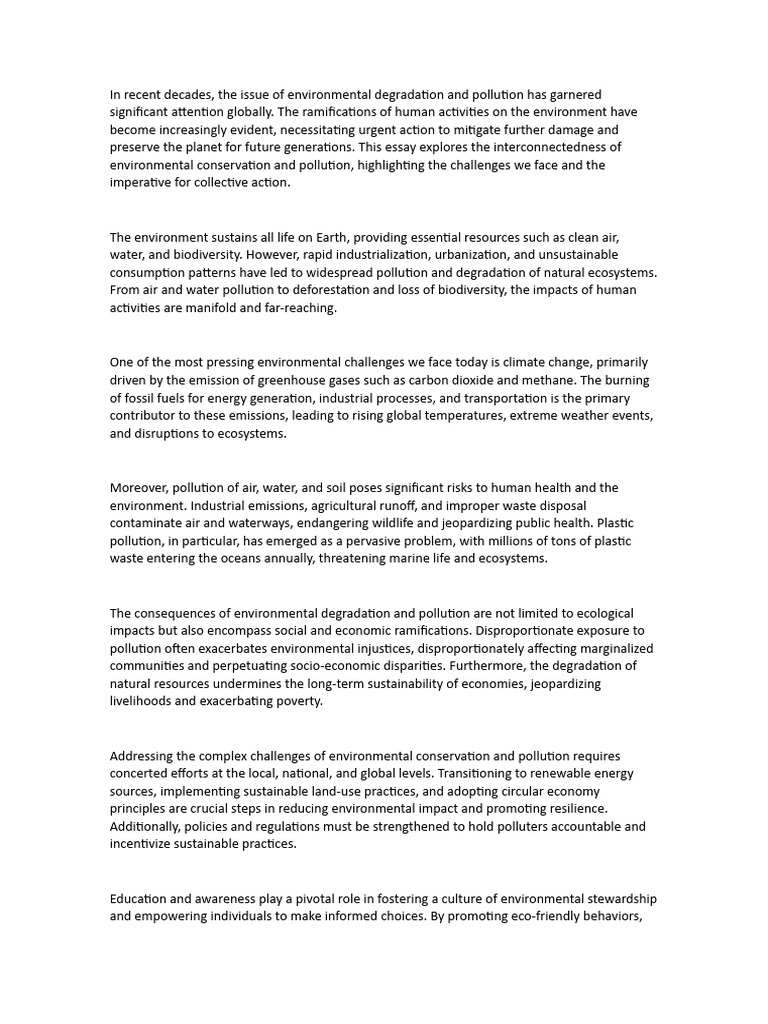 Environmental Conservation | PDF | Sustainability | Pollution