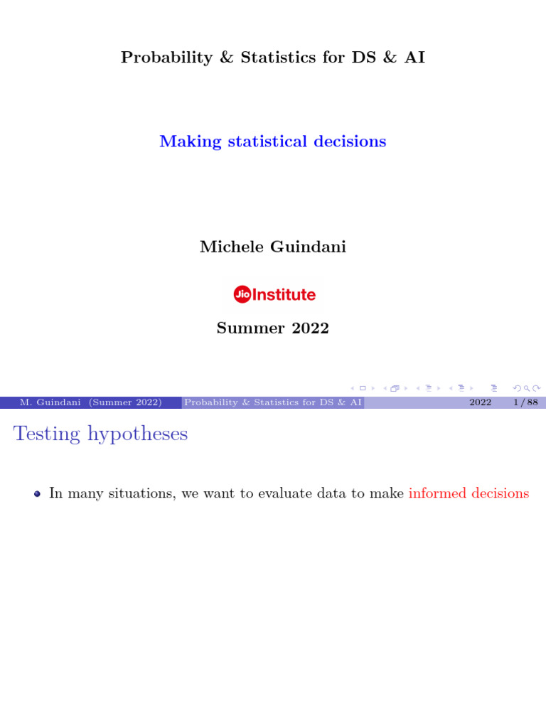 Lecture 7 April 24 Pdf P Value Statistical Hypothesis Testing