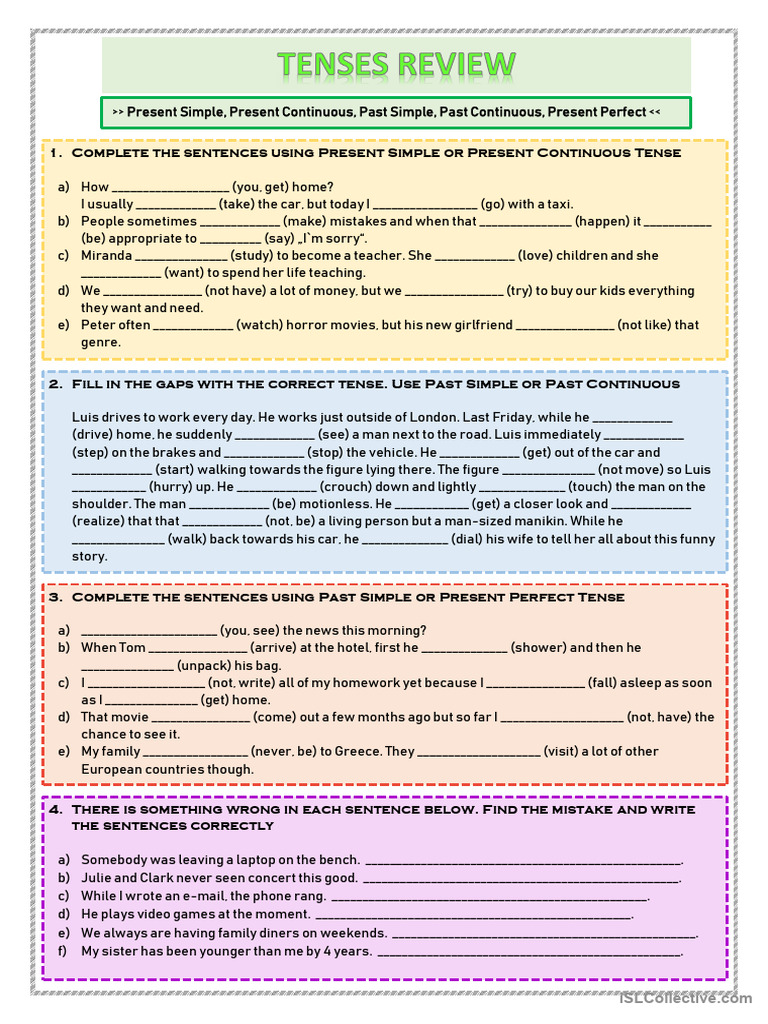 Tenses Review | PDF | Linguistic Typology | Linguistics