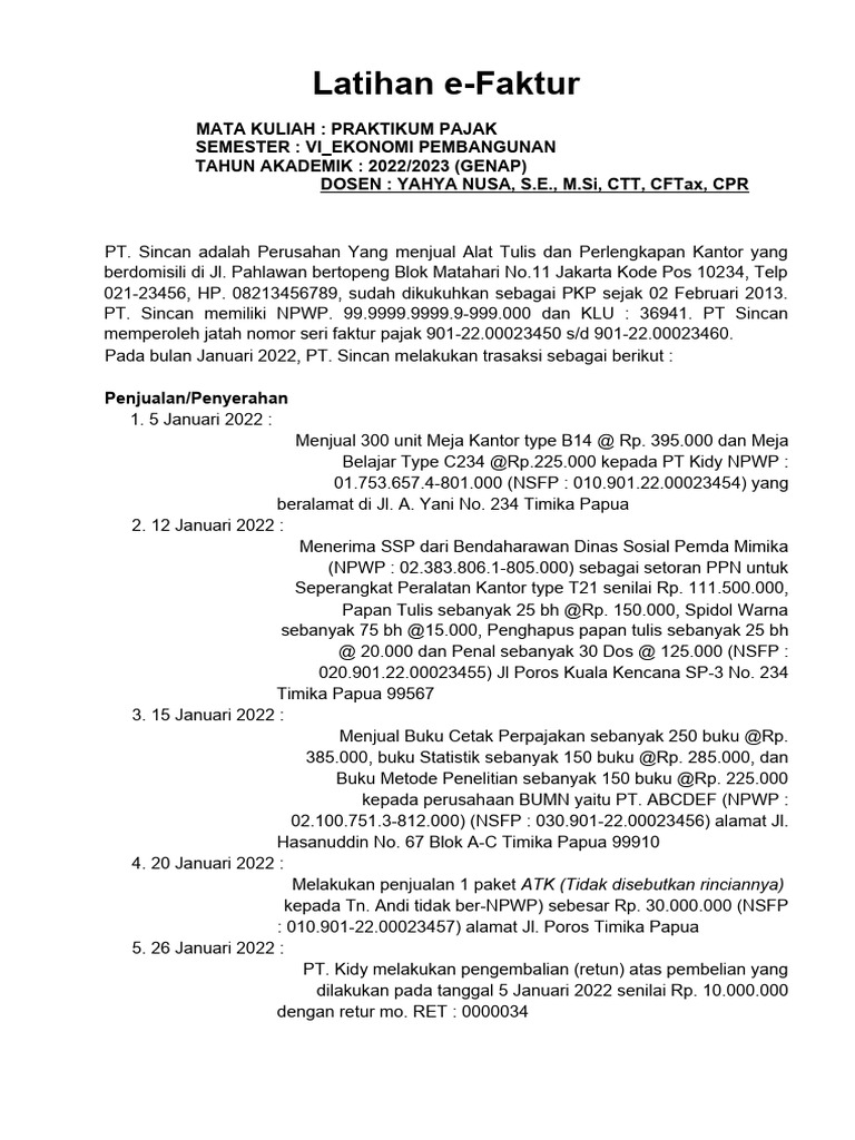 Latihan E-Faktur | PDF