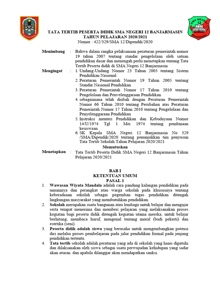 Tata Tertib Peserta Didik | PDF
