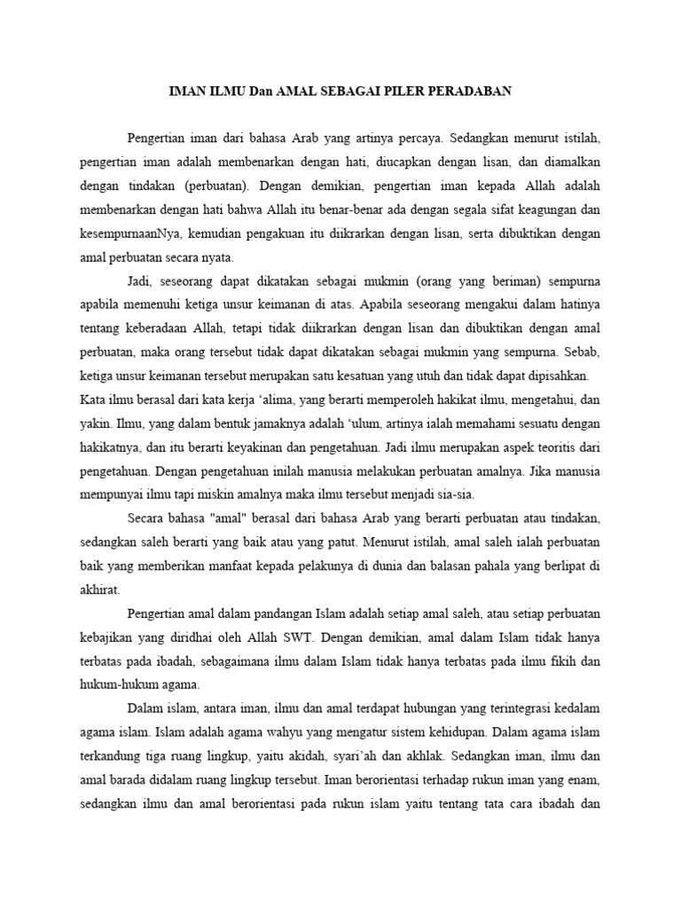 Iman, Ilmu, dan Amal dalam Peradaban | PDF | Filsafat | Sains & Matematika