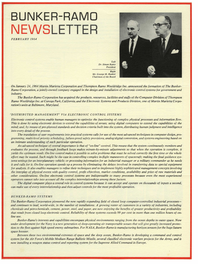 Bunker-Ramo Newsletter Feb64 | PDF