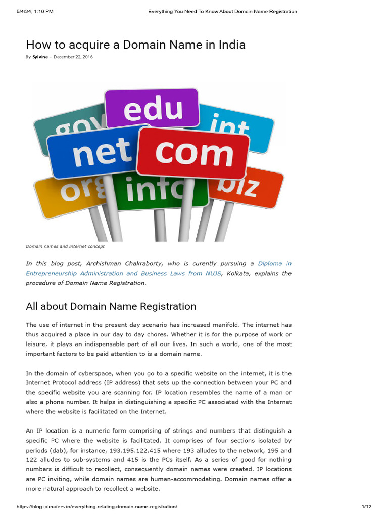 Domain Name Registration in India Guide | PDF | Domain Name | Domain ...