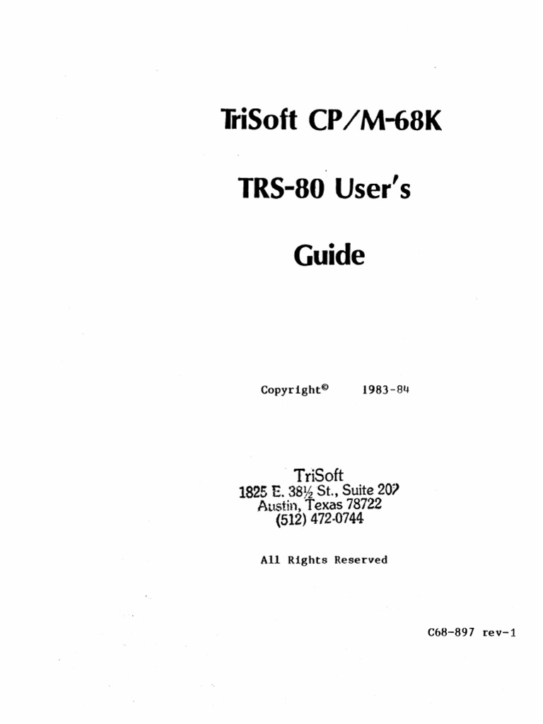 TriSoft CPM68K TRS-80 Users Guide 1984 | Download Free PDF | Random Access Memory | Central ...