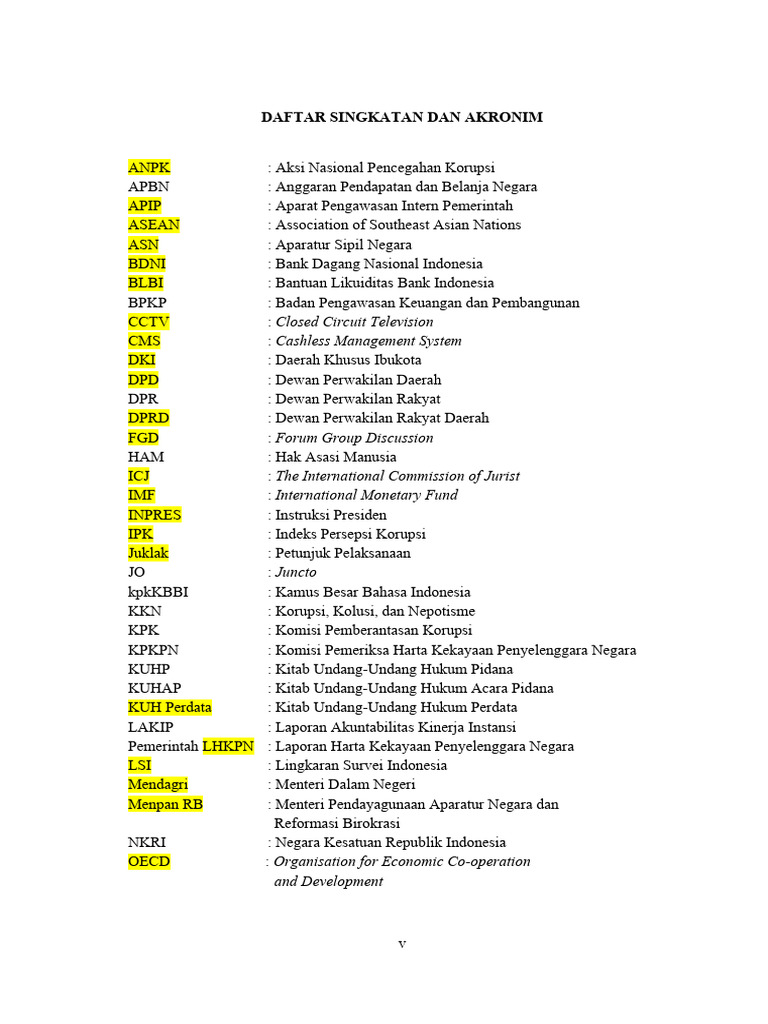 Daftar Singkatan Dan Akronim | PDF