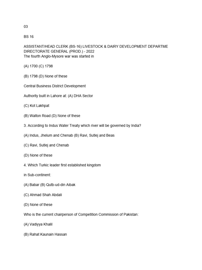 Advanced PPSC MCQs Model Papers | PDF