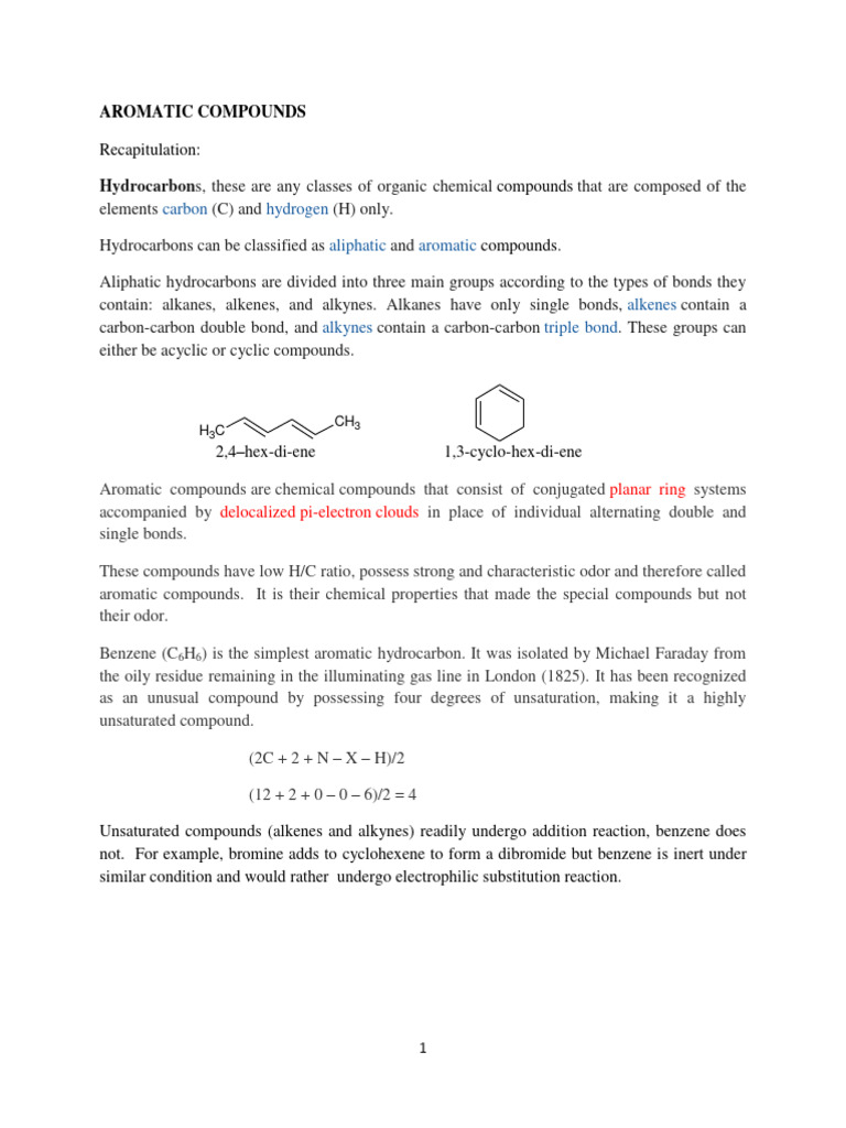 AROMATIC_COMPOUNDS_ | PDF | Alkene | Benzene
