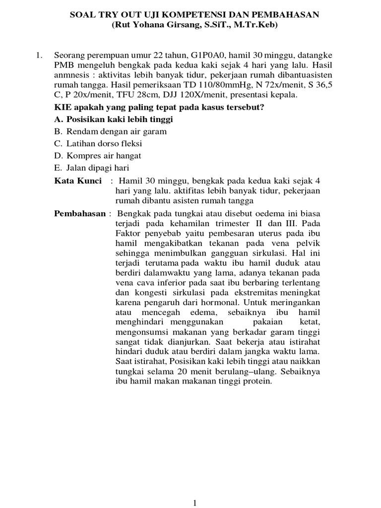 Soal Dan Pembahasan Try Out Ukom Profesi Bidan Akt 3 | PDF