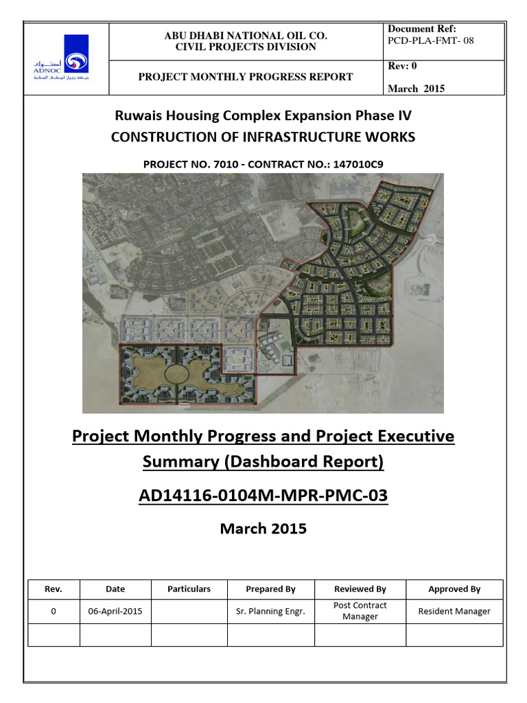Infrastructure Works Monthly Progress, Executive Summary Report and ...
