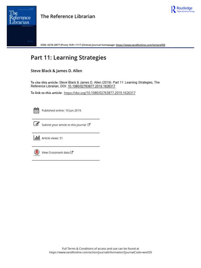 Part 11: Learning Strategies: The Reference Librarian | PDF | Learning ...