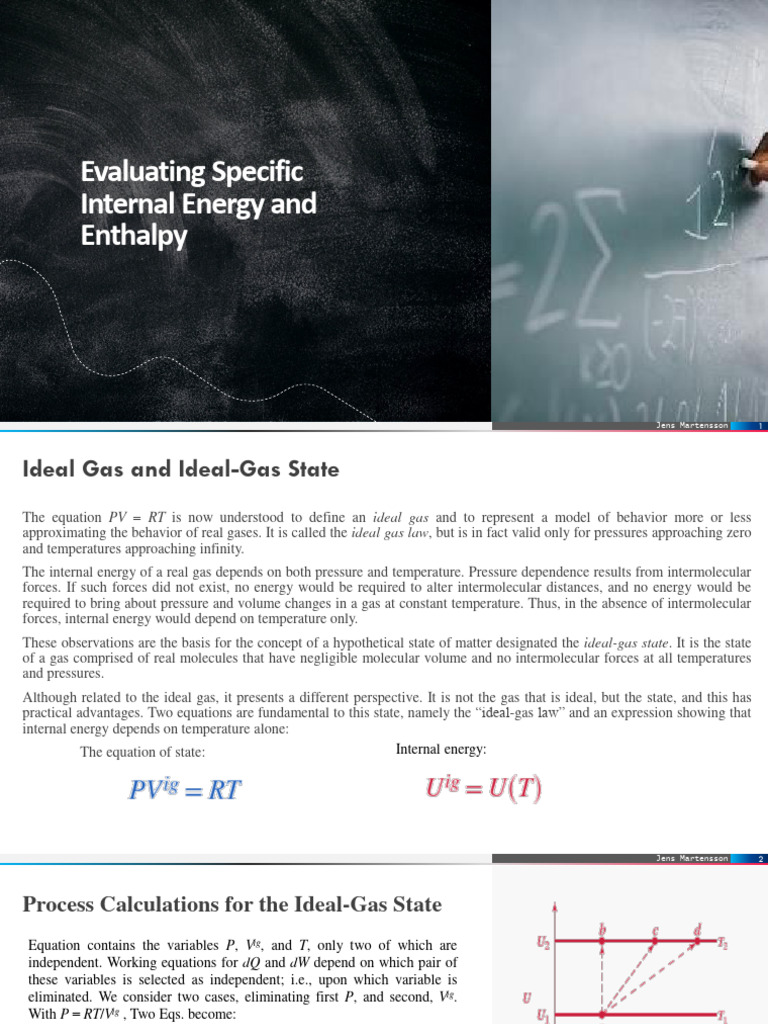 Ideal Gas Internal Energy Evaluation | PDF | Gases | Heat