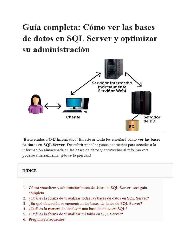 Guía Completa Cómo Ver Las Bases de Datos en SQL Server | PDF | Servidor SQL de Microsoft | SQL