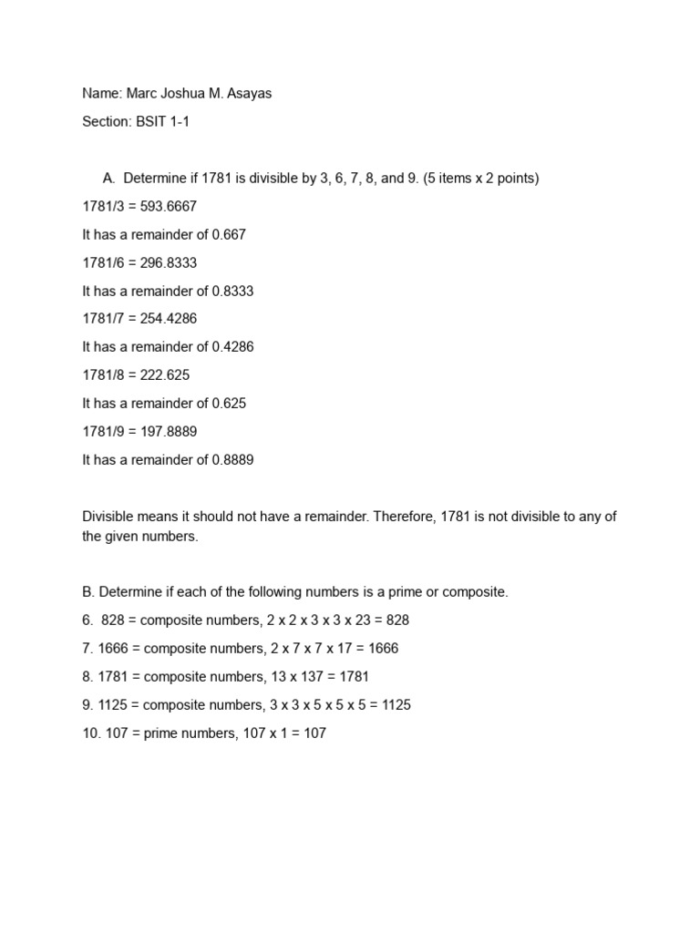 Divisibility and Prime Analysis of Numbers | PDF