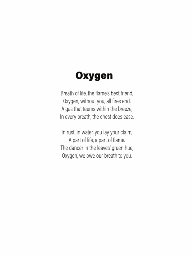 Ode to Oxygen's Vital Role | PDF | Language Arts & Discipline