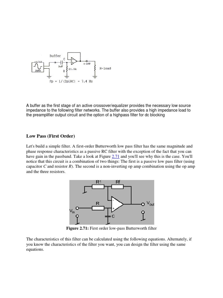 Figure 2.71: First order low-pass Butterworth filter