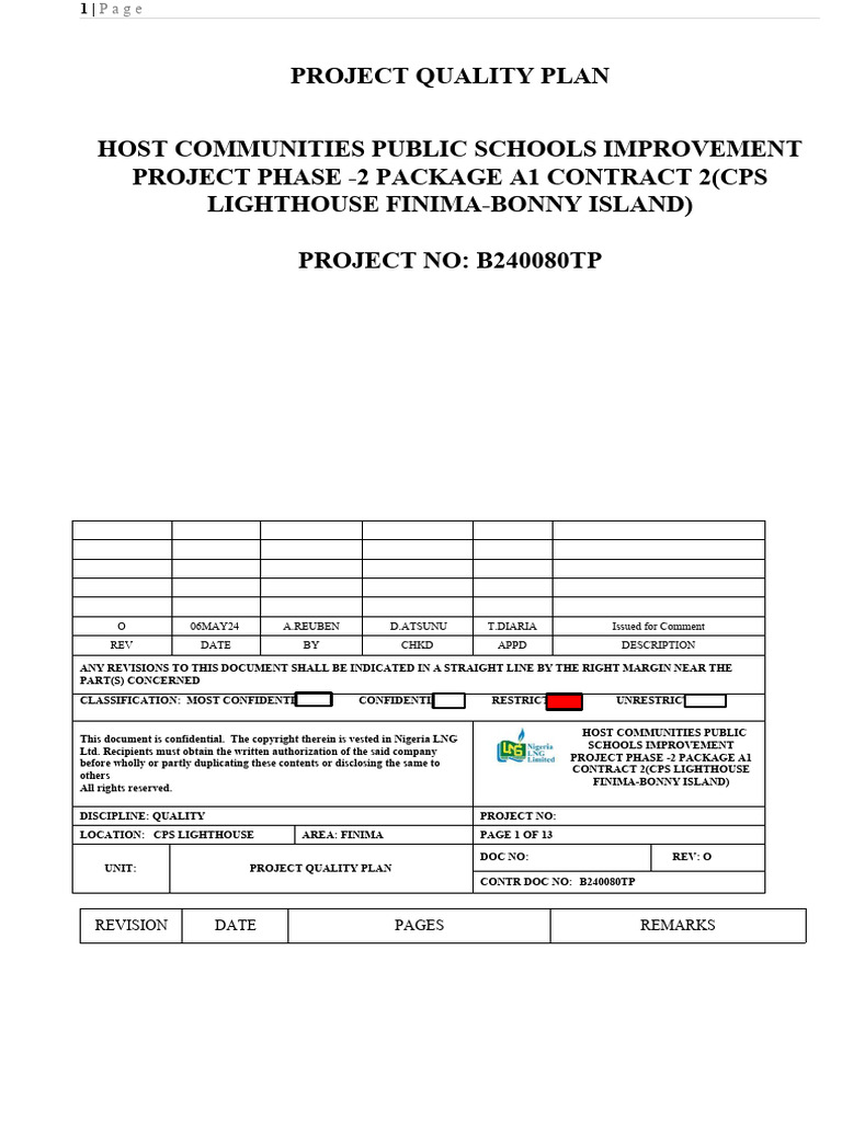 PROJECT QUALITY PLAN (2355) Modified | PDF | Quality Assurance | Audit