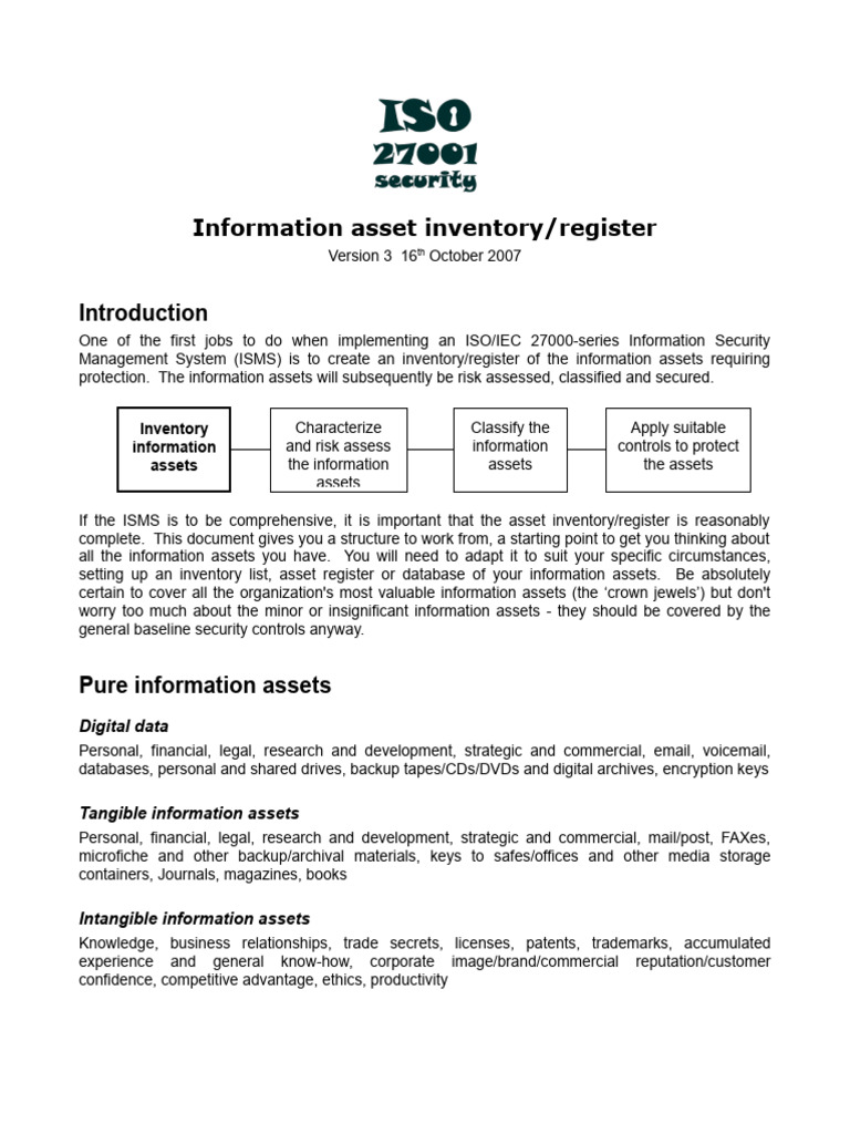 ISO27k Information Asset Inventory | PDF | Computer Network | Computer ...
