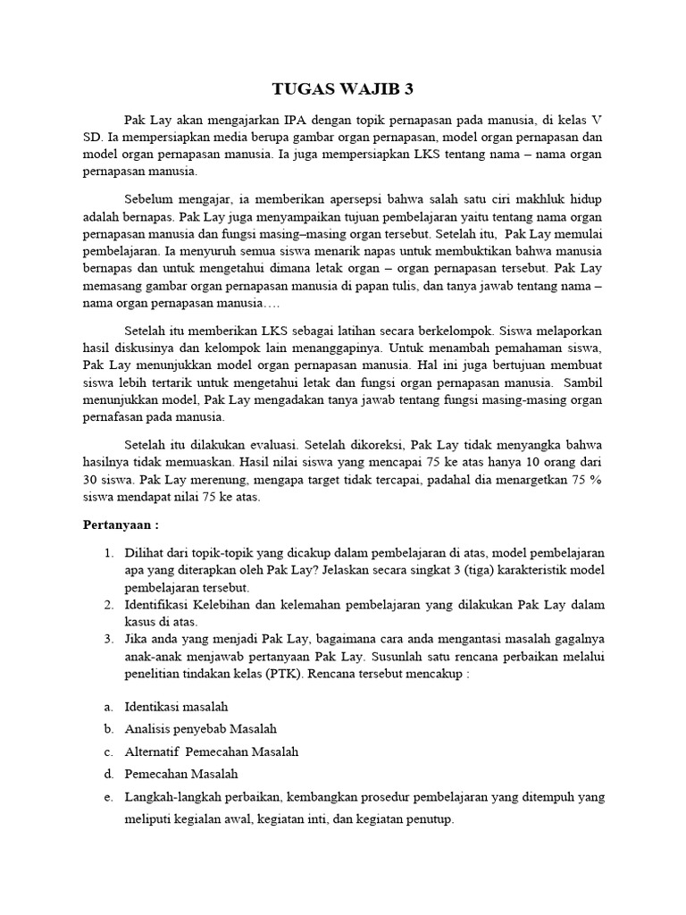 Pembelajaran IPA: Kasus Pak Lay | PDF | Karier & Perkembangan ...
