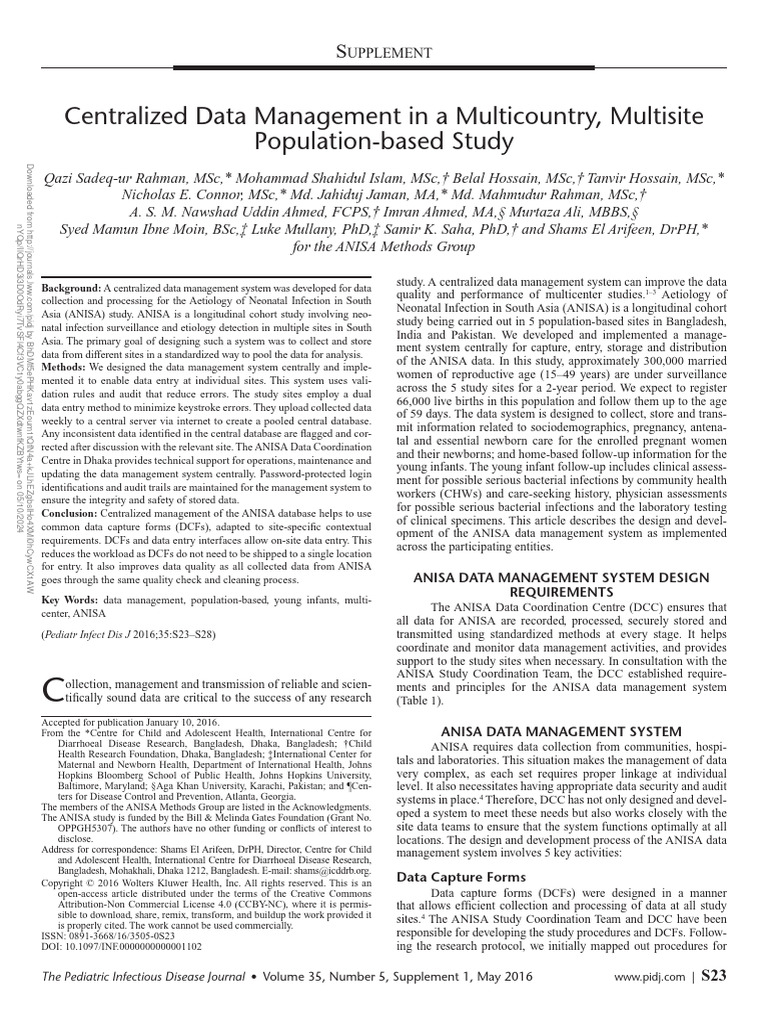 Centralized Data Management for ANISA Study | PDF | Relational Database ...