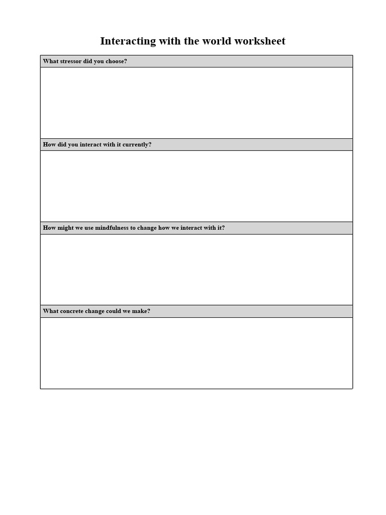 Interacting With The World Worksheet | PDF