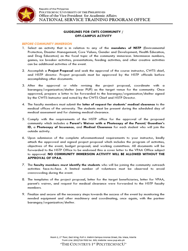 Guidelines For CWTS Immersion 2023 | PDF | Career & Growth | Business