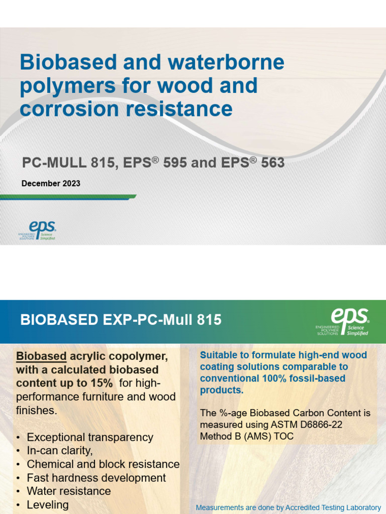 4 - EPS - Biobased Polymer For Furniture Applications and Waterborne ...