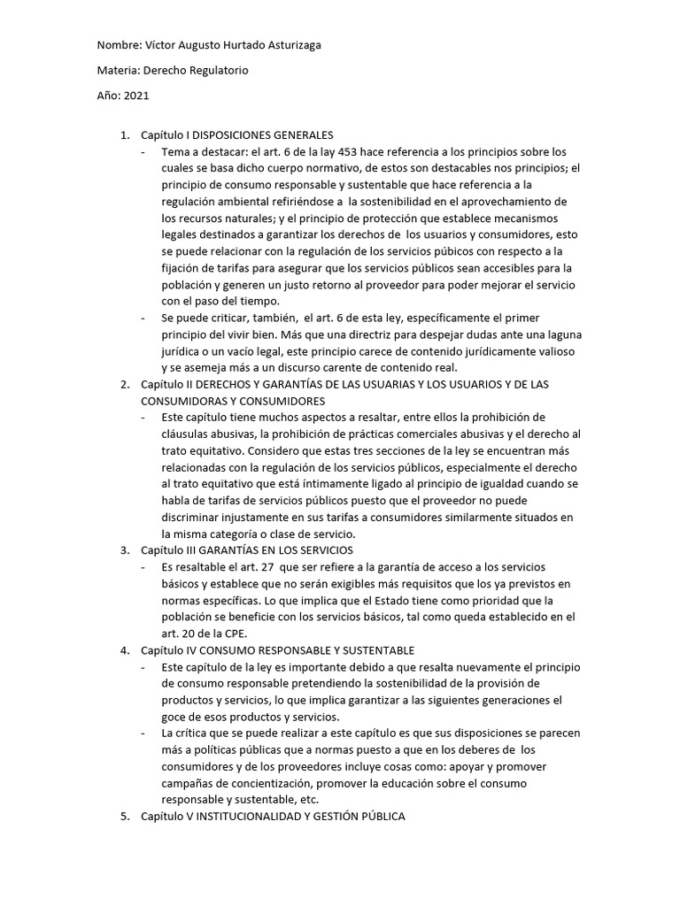 Analisis de La Ley 453 | PDF | Sustentabilidad | Protección al Consumidor